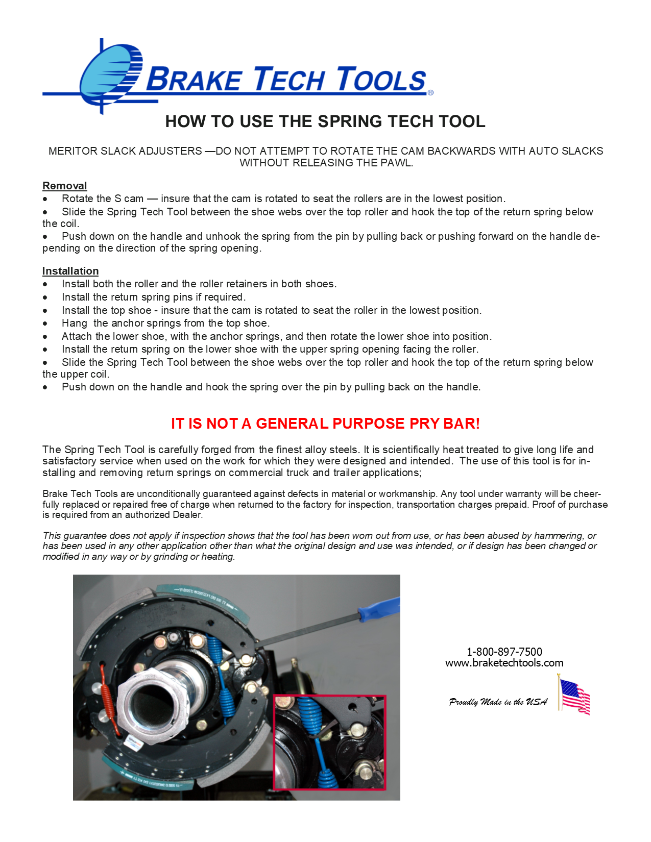 BT-105SPT Spring Tech Tool | Brake Tech Tools, LLC